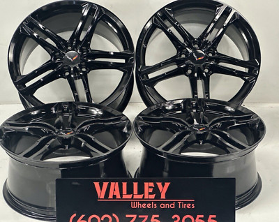 18x8.5/19x10 Gloss Black Wheels SET Fit Camaro C6 Corvette - C6 C7 ...