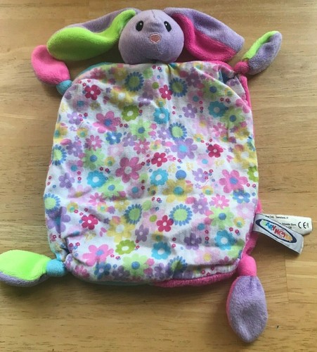 Mary Meyer Rabbit Bunny Pink Flowered Lovey Lovie Security Baby Blanket ...