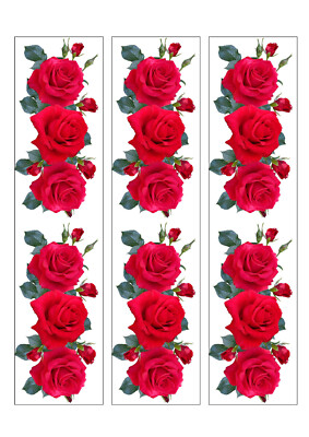 RED ROSES CAKE ICING | WAFER PAPER | STRIPS | BIRTHDAY CAKE RIBBON | eBay