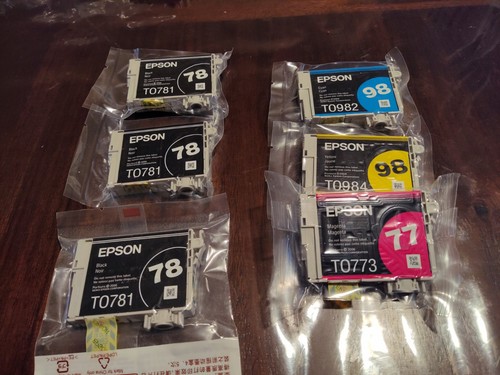 6 New Genuine Epson 98 77 78 T0981-T0982-T0984-T0773 See Pictures for ...