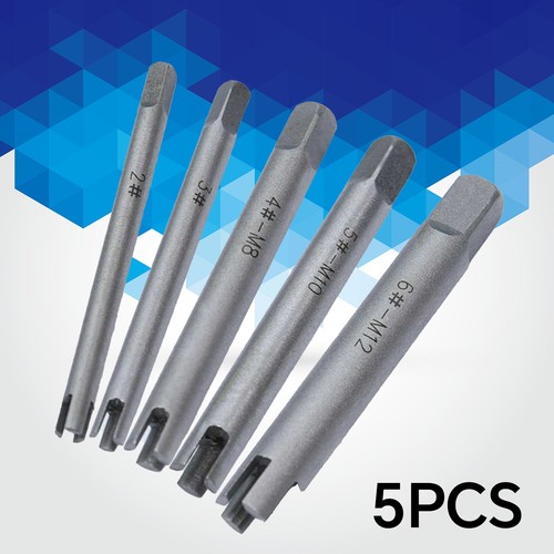 5pcs Tap Extractors Set 2-6# 3/4 Flutes Broken Stripped Screw Thread ...