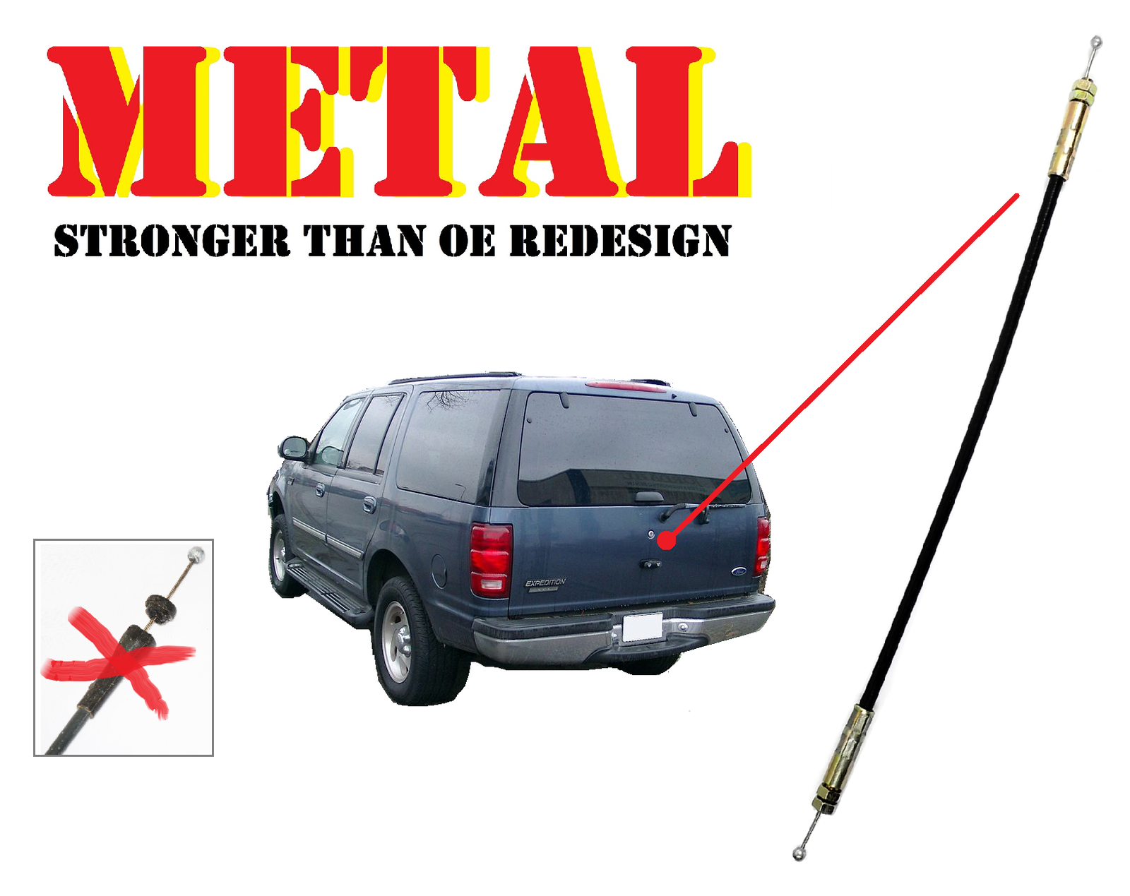 Metal Tailgate Liftgate Rear Window Latch Release Cable For Ford ...