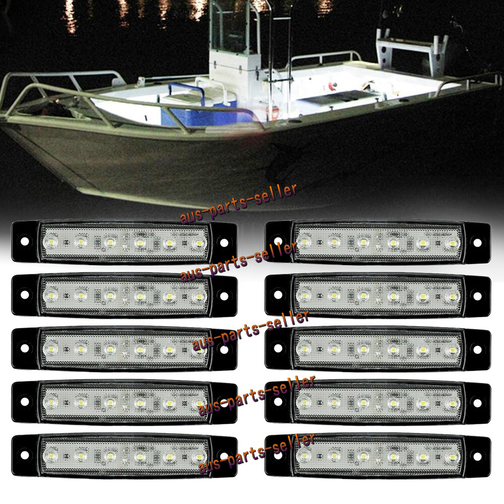 10 Pieces Waterproof 12V White Boat Marine Grade LED Utility & Courtesy ...