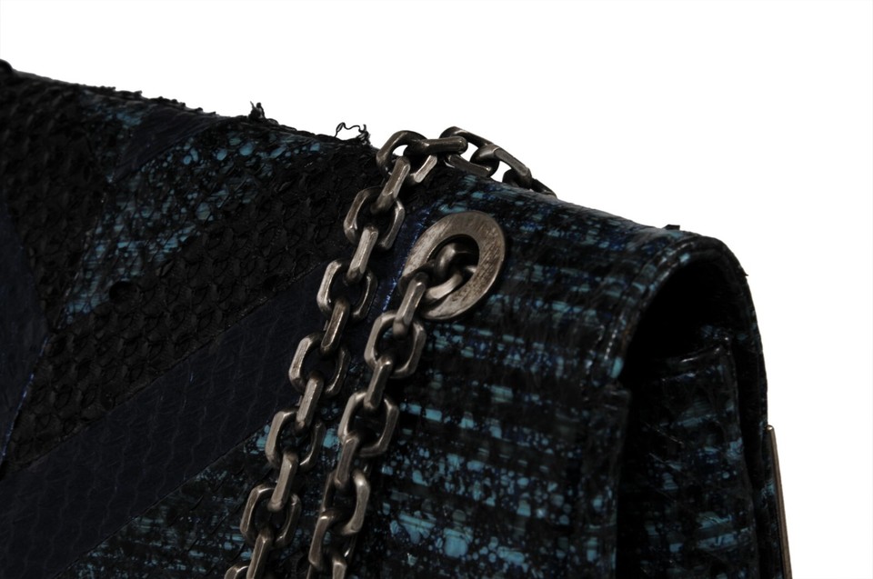 Judith Leiber Zahara Patchwork Python Snake Shoulder Bag Lapis Chain ...