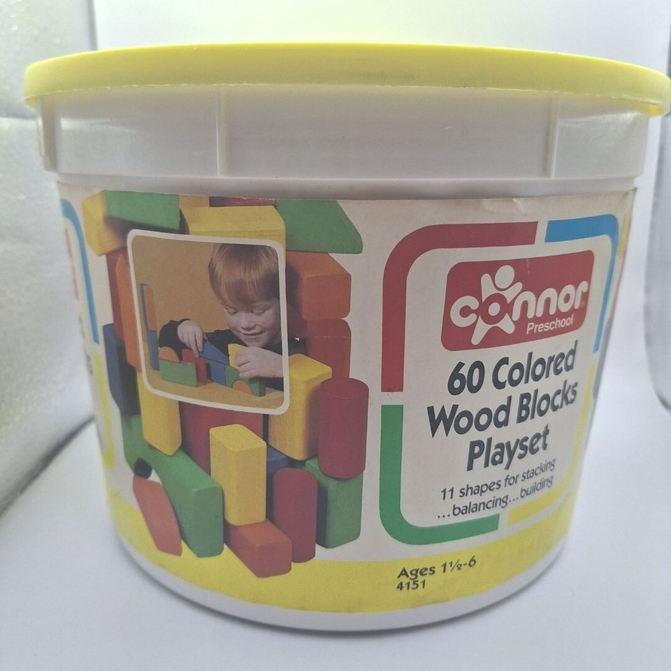 Preschool Wooden Block Playset Crafts Shapes Balancing Build Stack ...