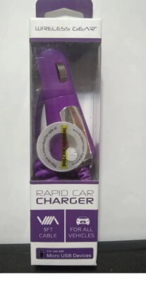 Wireless Gear Rapid Car Charger, Purple, for use with Micro USB Devices ...
