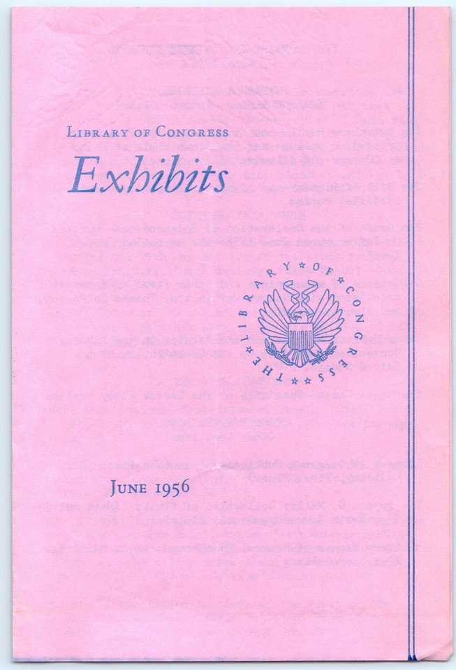 1956 Library of Congress Exhibits Pamphlet Sheet Washington DC Seal ...