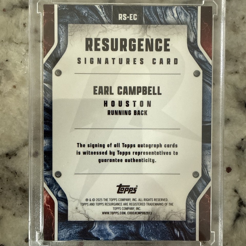 2024 Topps Resurgence -Resurgence Sig Earl Campbell Red Power Surge ...