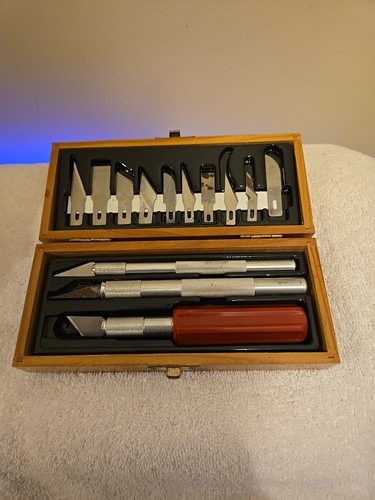 Exacto Knife Set With Wood Box Cutting Trimming Set Razor Blade. Used ...