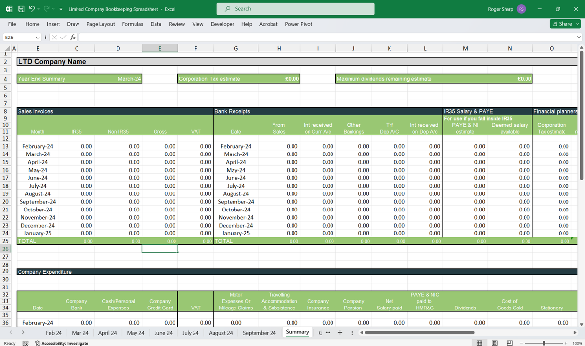 Limited Company Accounts Excel Template 11 Comprehensive Accounting