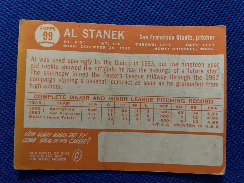 1964 TOPPS # 99 AL STANEK | eBay
