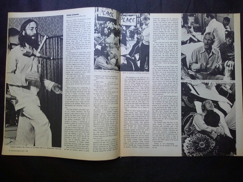 Victoria Times Weekend Magazine Aug 2 1969 John LENNON Timothy Leary T ...