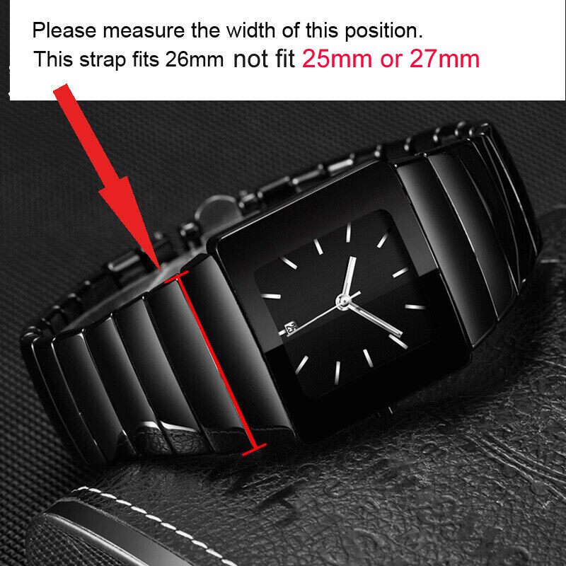 17/26/29mm Black Ceramic Watch Band Strap Fit For Rado Sintra Bracelet ...
