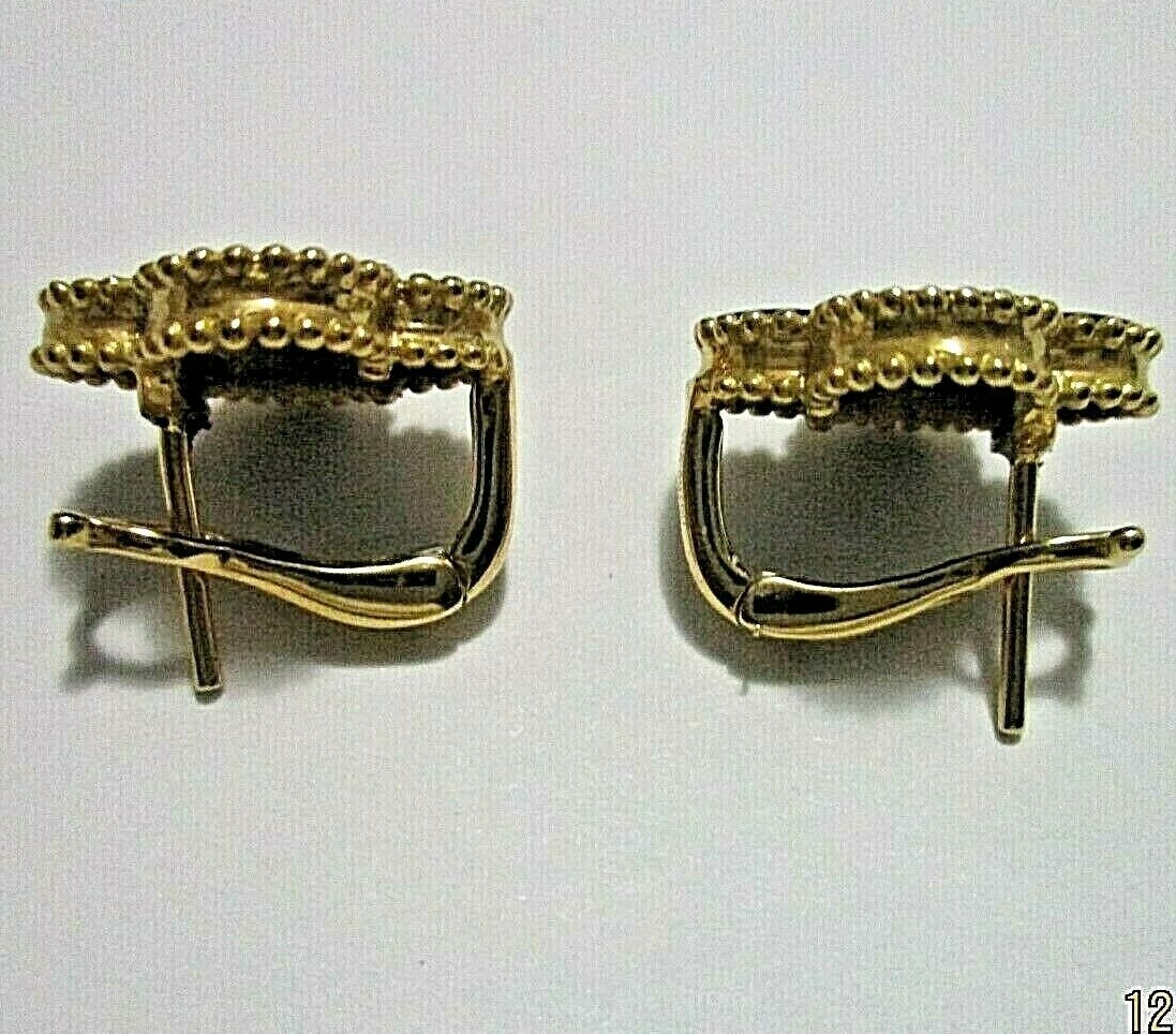 VAN CLEF & ARPEL 18K YELLOW GOLD Stud French Clip Earrings With Jet ...