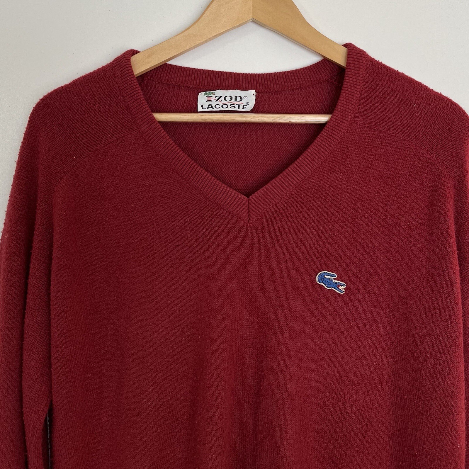 Vintage Izod Lacoste Blue Crocodile Logo Burgundy V N… - Gem