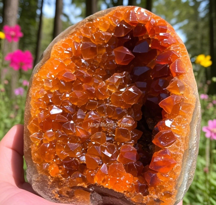 300G+Large Rare Orange Geode Quartz Cluster Crystal Healing Reiki Home ...
