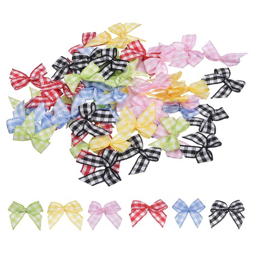 60Pcs Mini Gingham Ribbon Bow 1" Checkered Ribbon Bows Multicolor ...