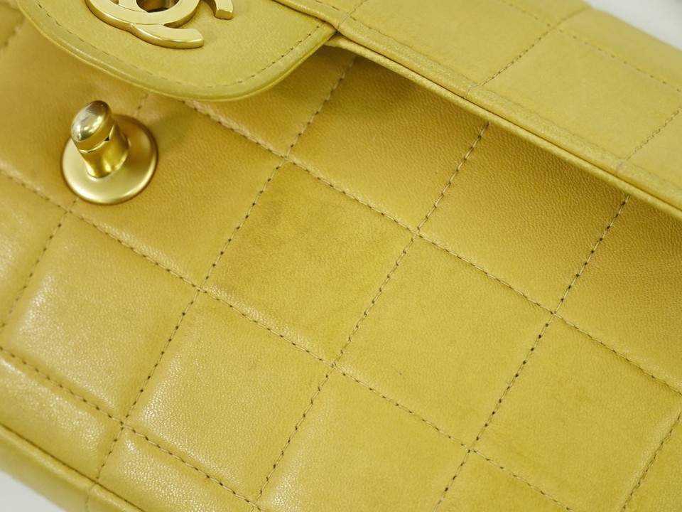 CHANEL CC Chocolate Bar Leather Chain Shoulder Bag Beige Gold | eBay