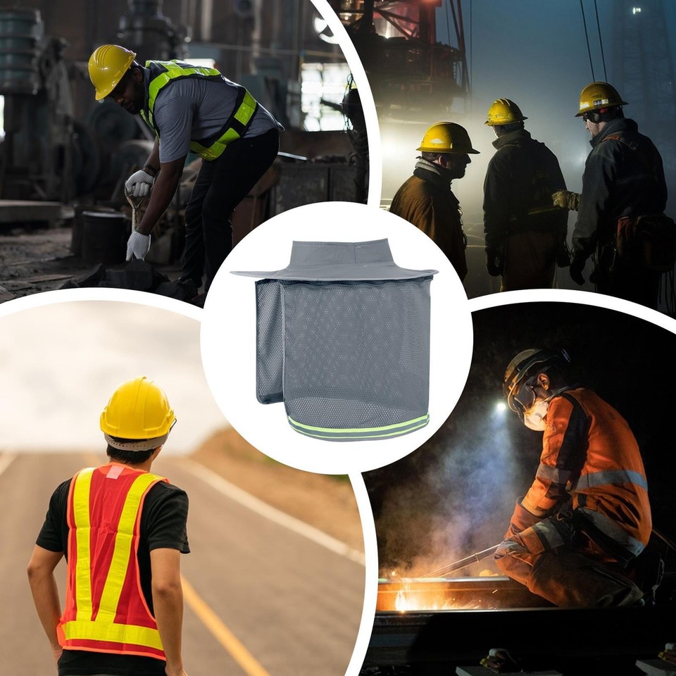 Hard Hat Sun Shade Hard Hat With Neck Shield High Visibility Safety ...