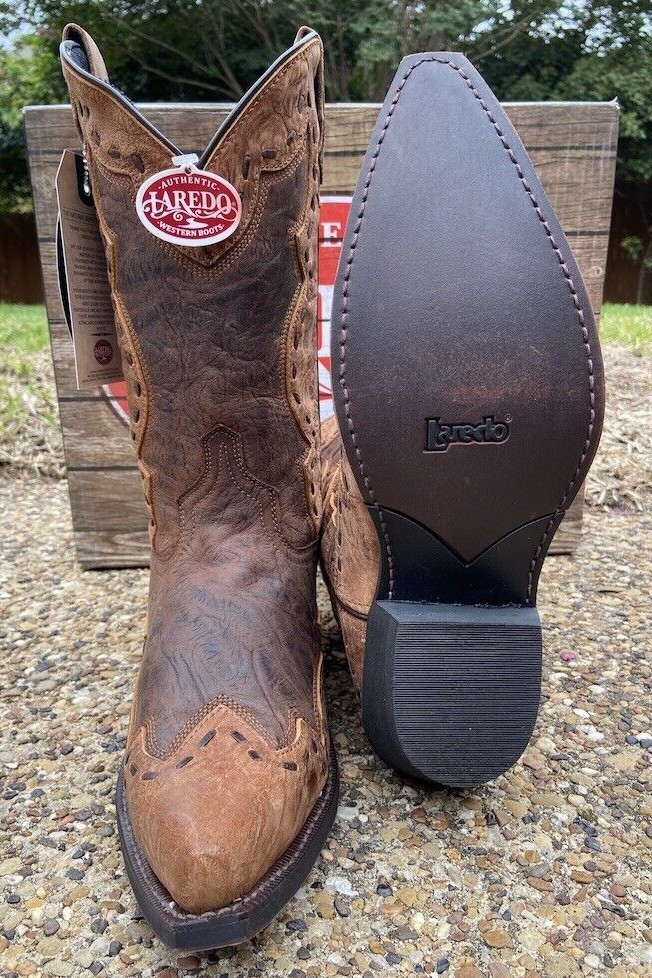 NEW Men's Authentic Laredo Ronnie Rust Brown Leather Western Cowboy ...