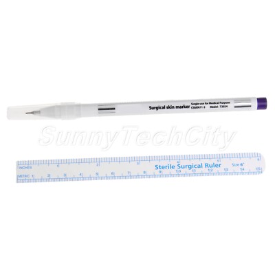 Surgical Skin Marker Pen+Ruler Tattoo Stencil Body Piercing Safe Easy ...