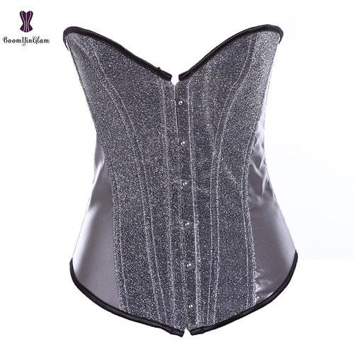 Gold Women's Sequin Overbust Corset Bustier Showgirl Costumes Corselet ...