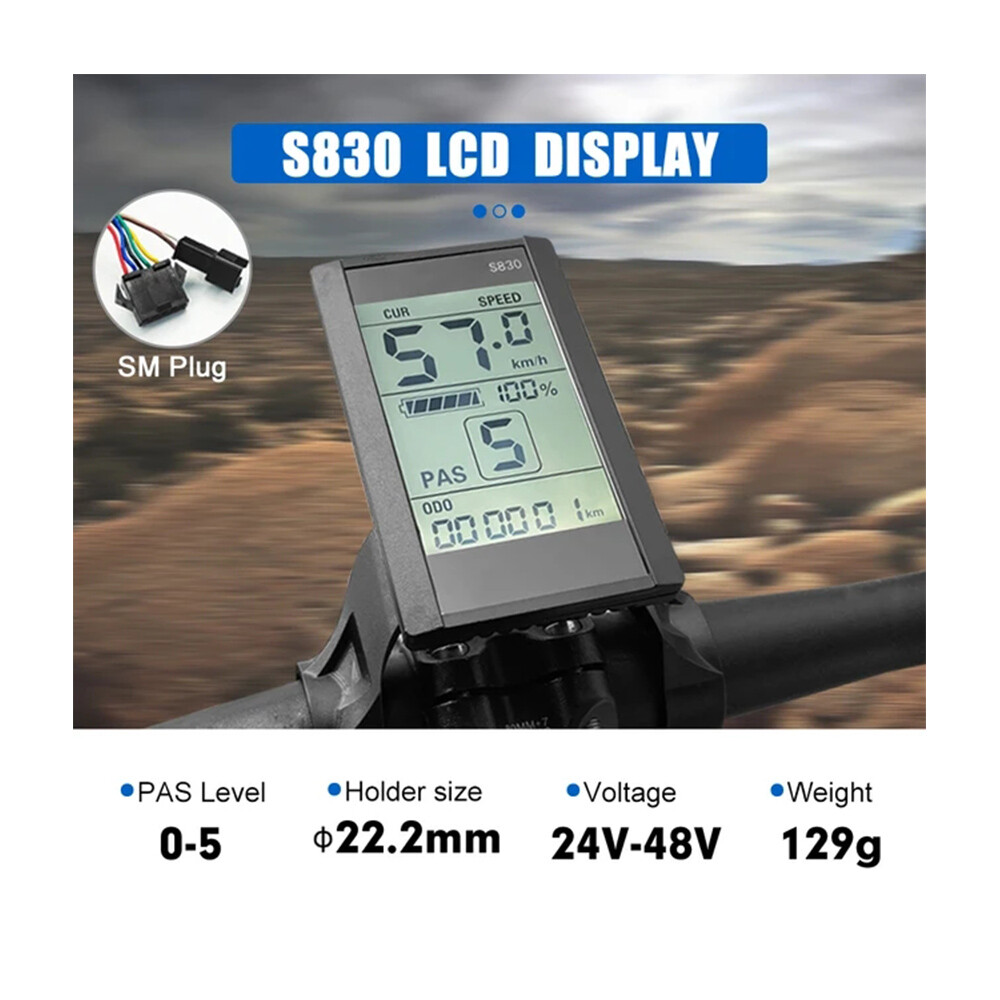 E-Bike 24V 36V 48V S830 LCD Display Power Speed Meter Control Panel SM ...