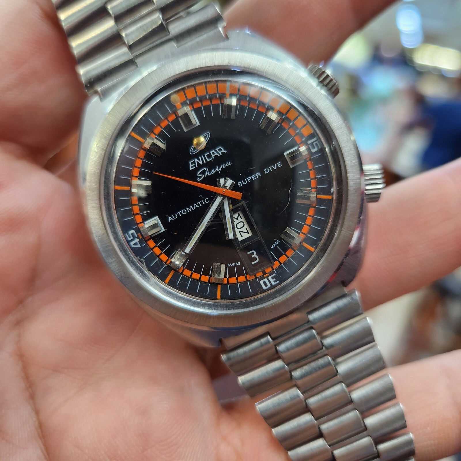 Enicar Sherpa Super Dive Vintage Watch on Enicar Brac… - Gem