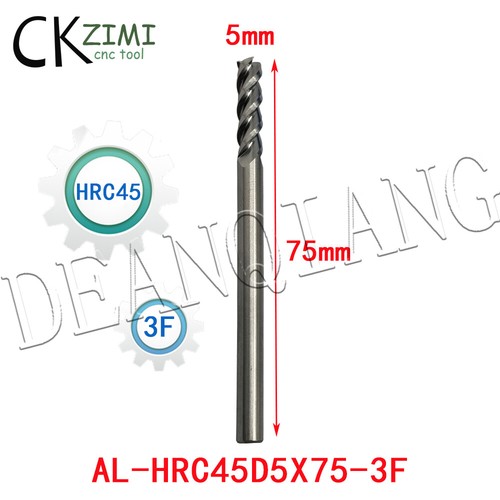 HRC45° 5mm 3-Flute End Mill CNC Shank Drill Bits Cutter For Aluminum ...