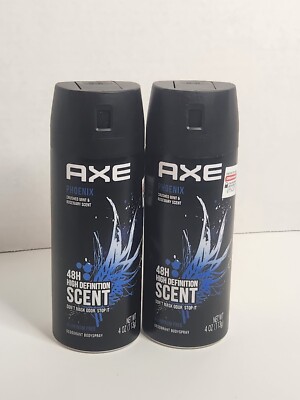 2 PACK NEW AXE PHOENIX DEODORANT BODY SPRAY 4 OZ 48H CRUSHED MINT ...