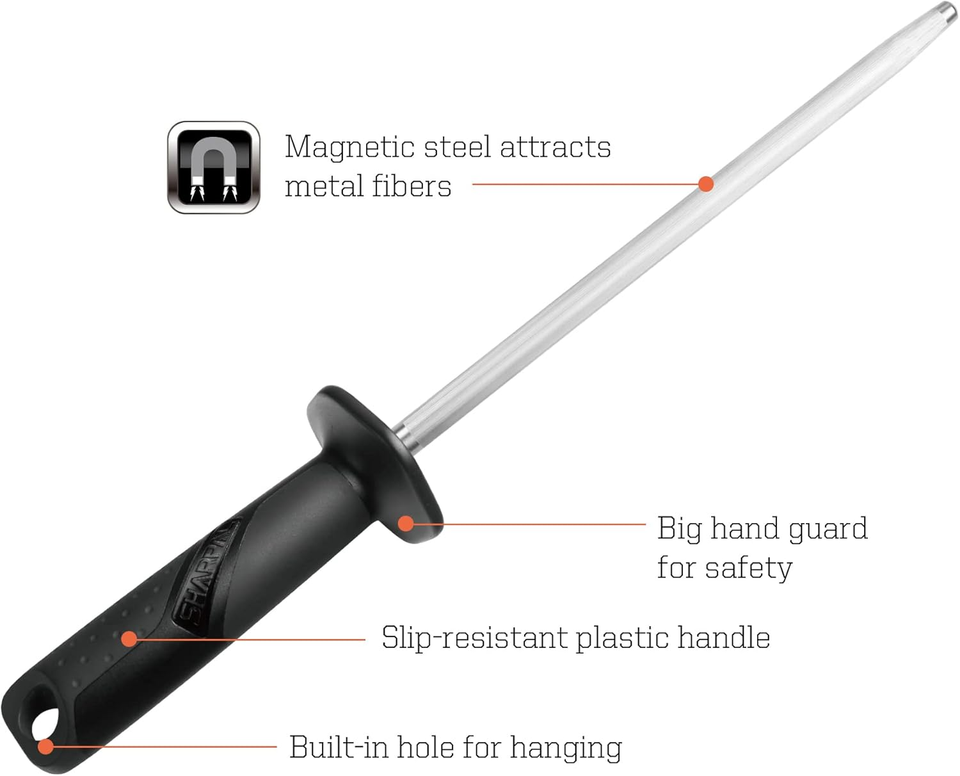 120H Knife Sharpening Honing Steel Sharpener Rod (Steel, 10 Inch ...