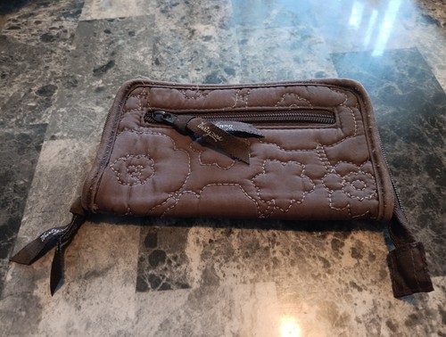 Thirty One 31 Soft Wallet Brown Quilted Poppy Flower Zip Around ...