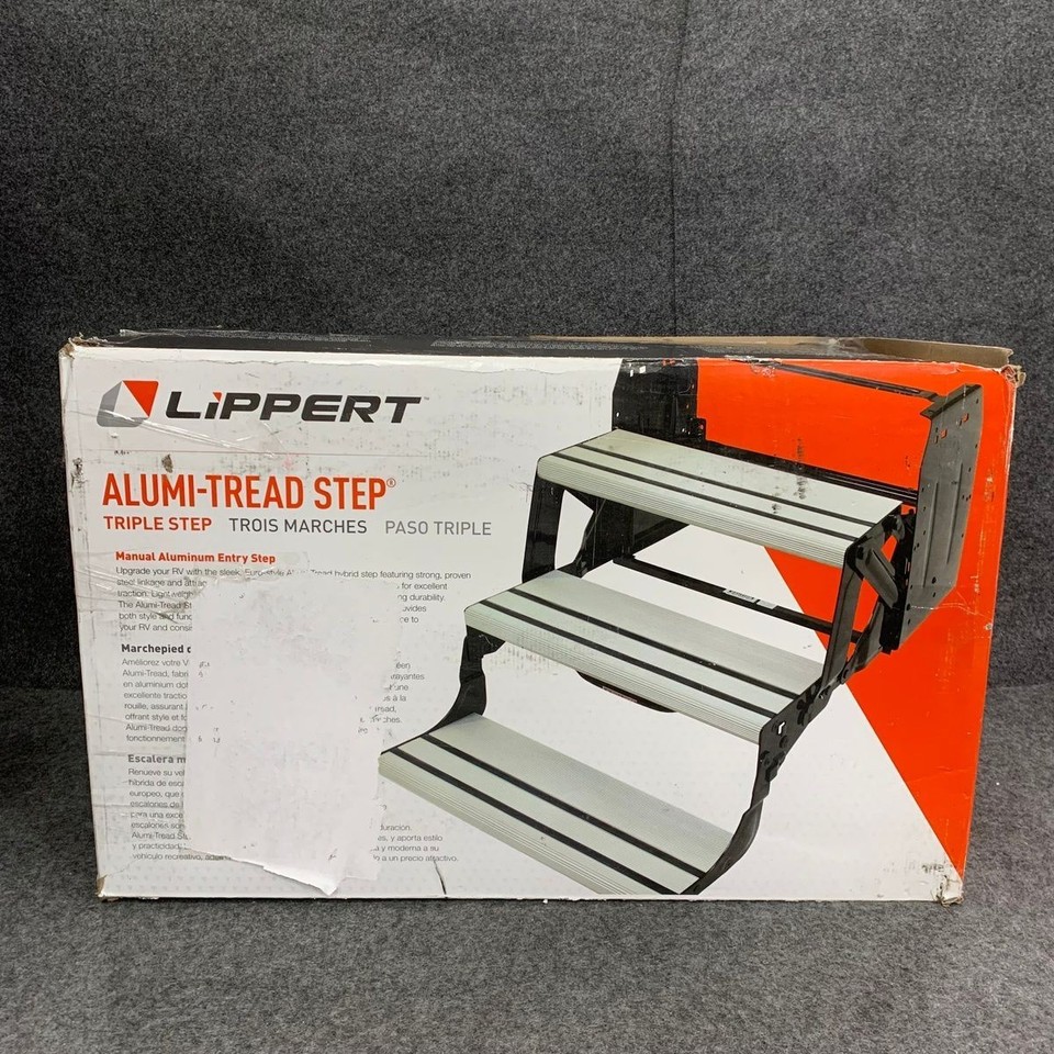 LIPPERT 432696 RV Alumi-Tread Triple Manual Step, Black, Missing ...