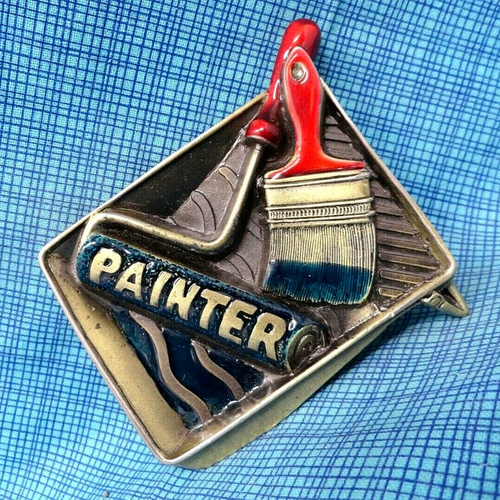 Painter Belt Buckle Enameled Brush Paint Tray Roller Vintage 80s TGABC ...