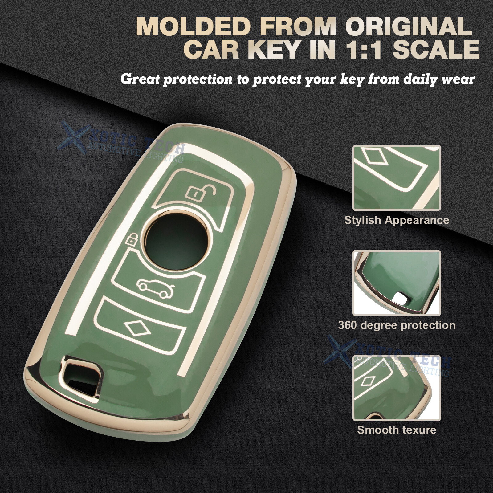 Set Green Full Covered Smart Key Cover Shell w/Keychain For BMW X3 X4 ...