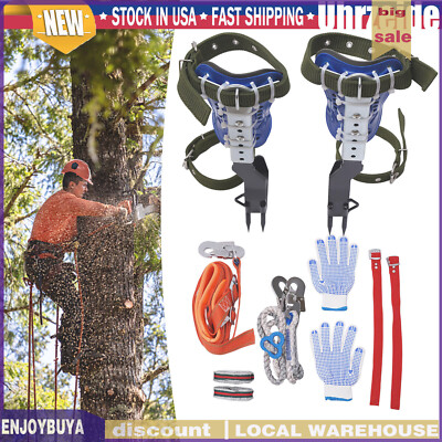 Tree Climbing Spike Set Adjustable Pole Climbing Gear Kit W/Safety Belt ...