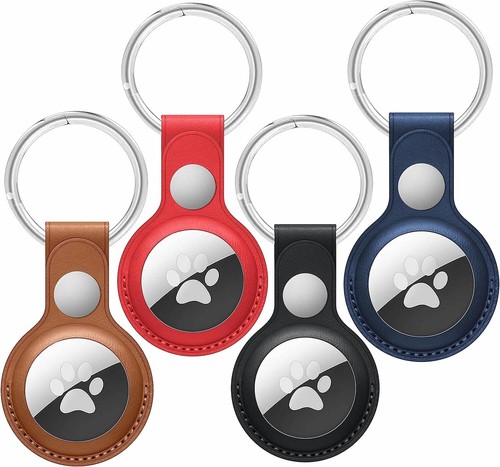[4pack] For Apple AirTag Leather Case Air Tag Protective Keyring ...