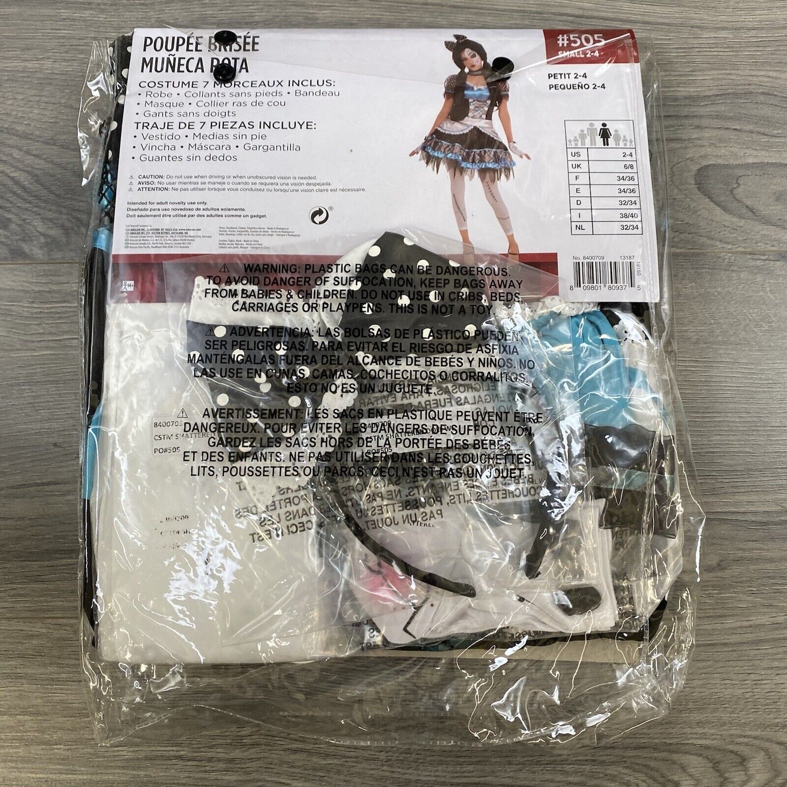 Adult Sexy Shattered Doll Costume Fancy Dress Size S 2-4 Cosplay Dress ...