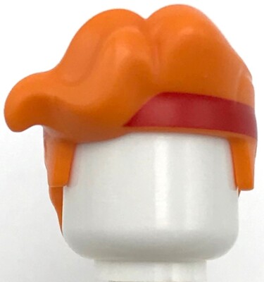 Lego New Orange Minifigure Hair Large Parted Bangs Red Headband Pattern ...