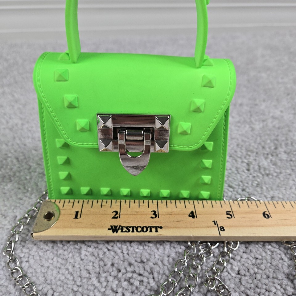 Mini Purse Neon Green Studded Crossbody Bag Jelly Festivals Indie Artsy ...
