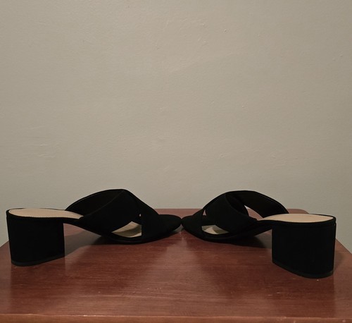 206 Collective Womens Naomi Cross Band Black Heeled Sandals Sz 9 Shoes ...