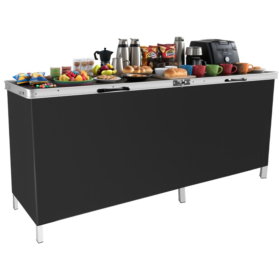 Compact Mobile Bartending Station: 38.5x34.5" Folding Table w/Storage ...