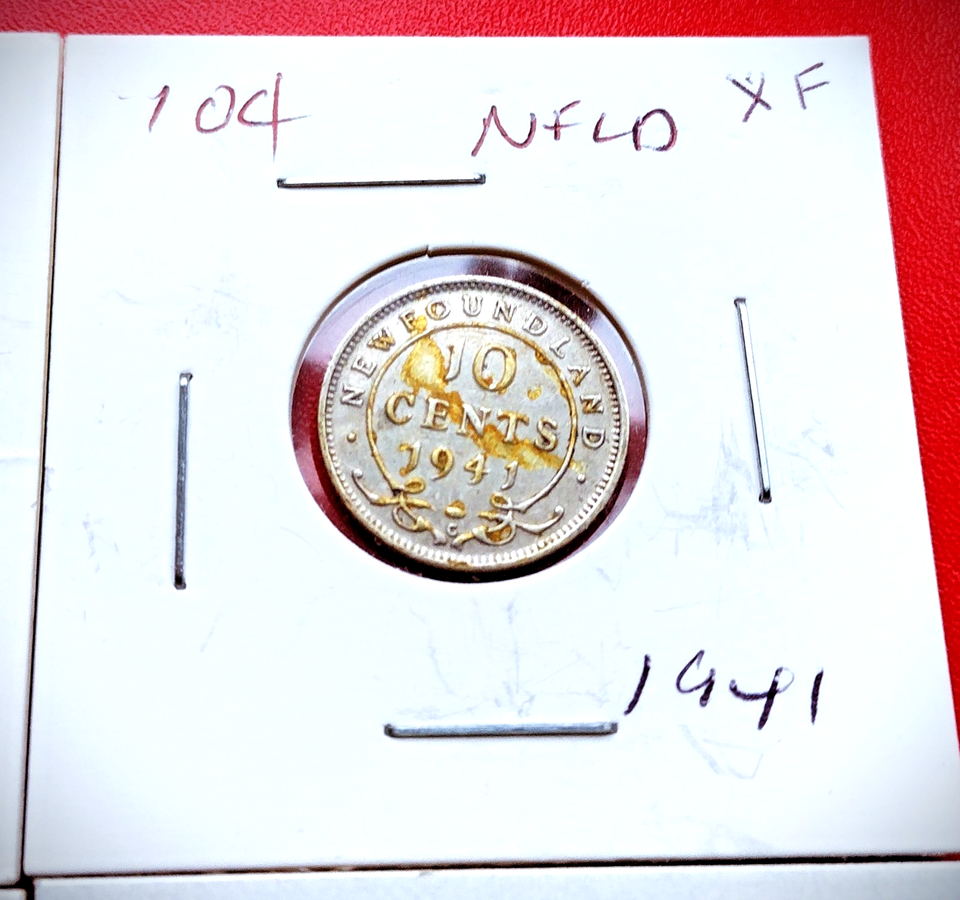 Lot of 6 Newfoundland coins : 1¢, 5¢, 10¢, 20¢, 25¢, 50¢ -- Pre ...