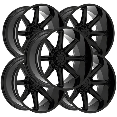 (Set of 5) Gear 765B Ridge 20x9 5x5"/5x5.5" +0mm Gloss Black Wheels ...