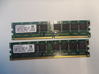 2 Swissbit 512mb Ddr2-533 RAM PC2-4300U SEU06464F1B21MT-37 RAM, # Su ...