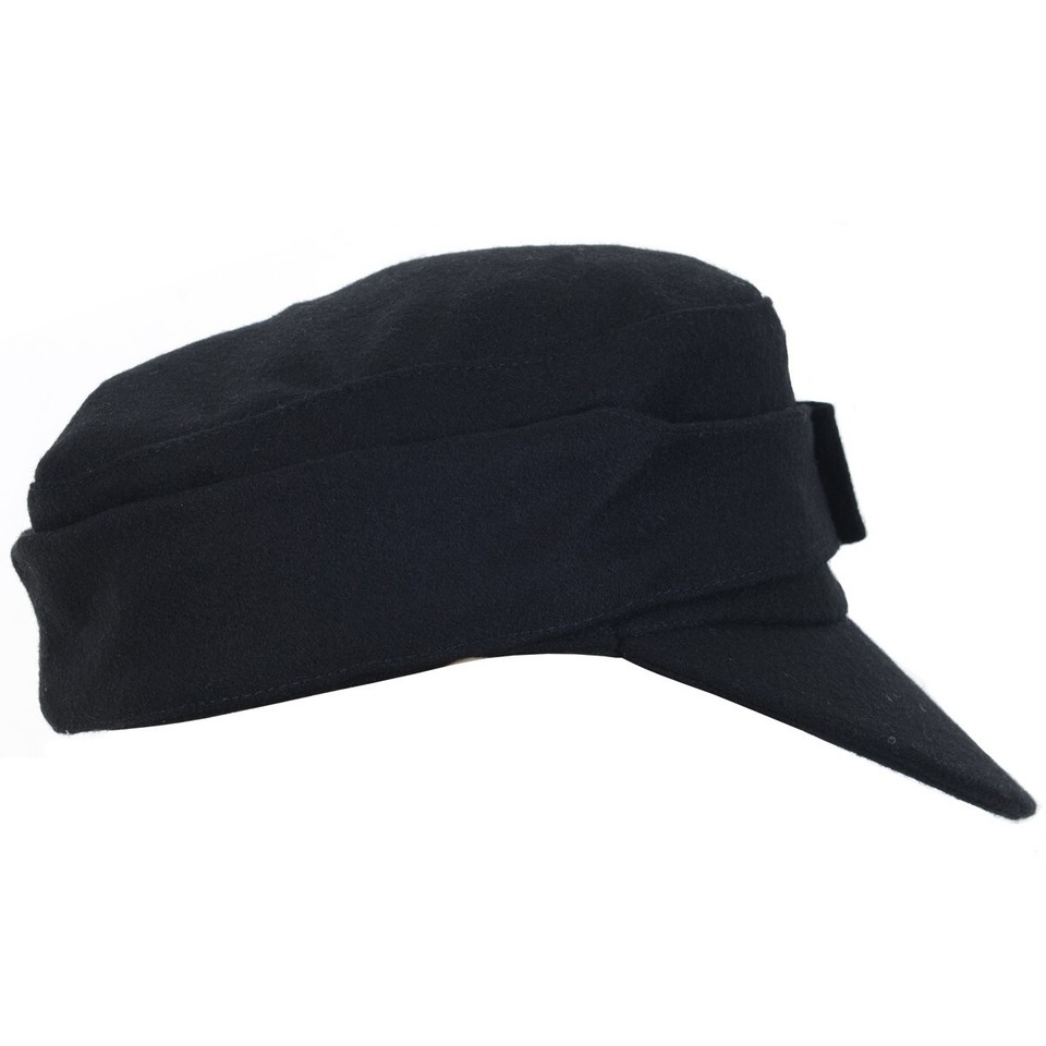 WW2 Repro German Panzer Crea M43 Ski Cap - Black Sun Peak Hat Soldier ...