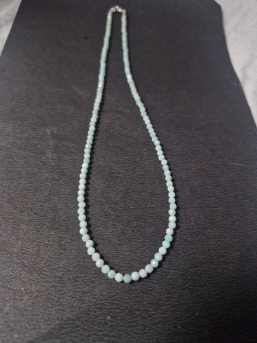 18" string necklace 3 mm beads green amazonite gemstone set in 925 fine ...