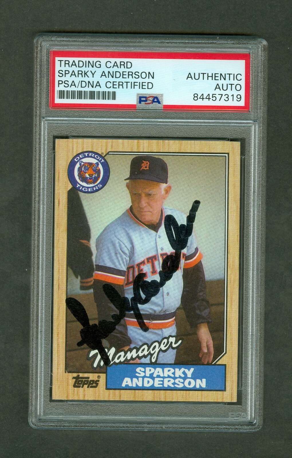 Sparky Anderson Autographed Signed 1987 Topps Card #218 Tigers Mgr PSA ...