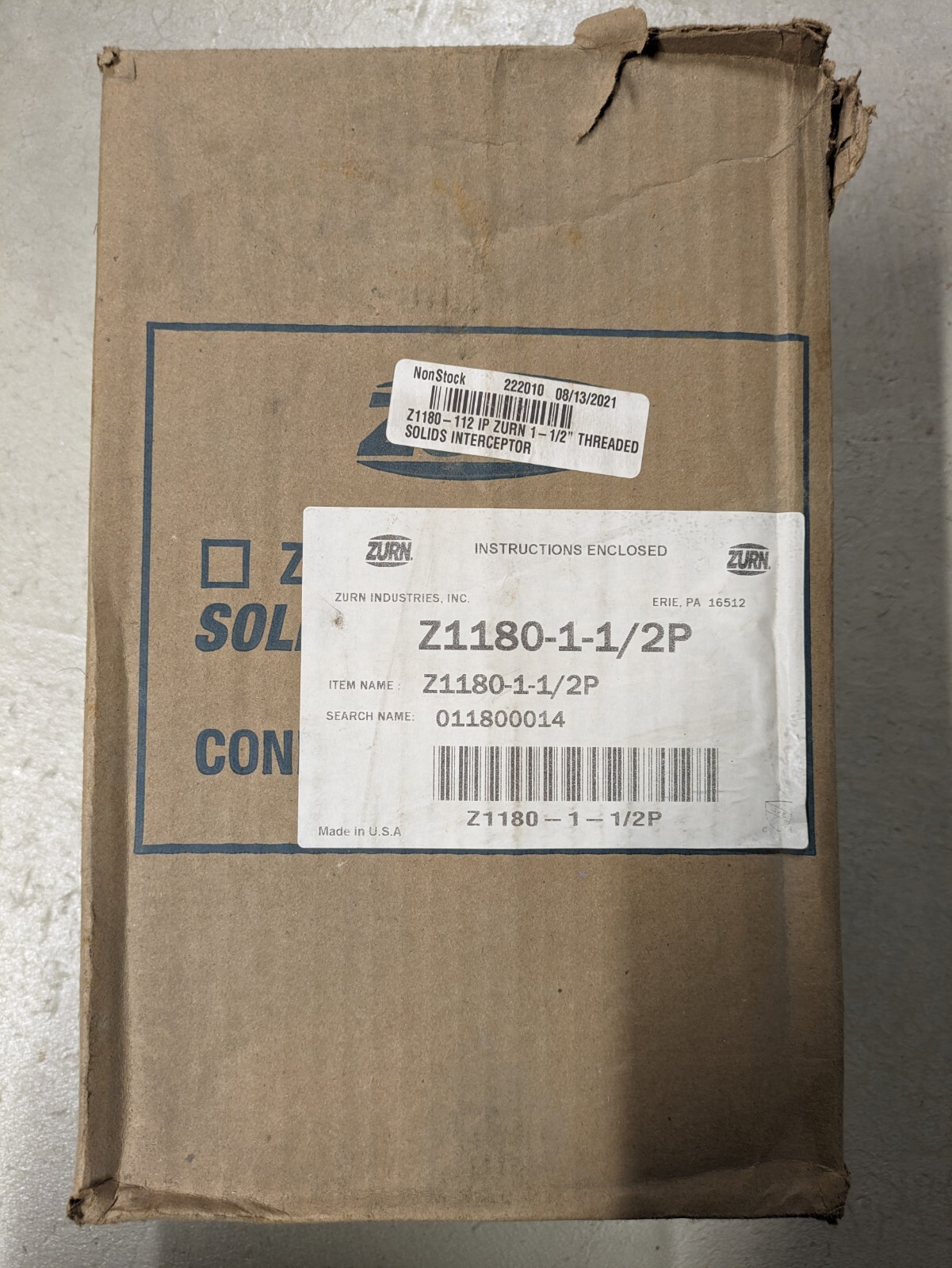 Zurn Z1180 Acid Resistant Solids Interceptor 1-1/2in Connections 15gpm ...