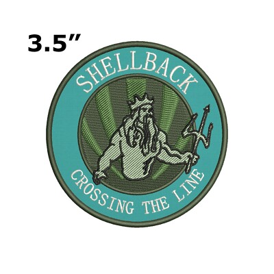 US NAVY Crossing of the Equator Shellback iron-on Patch Veteran GOLDEN ...